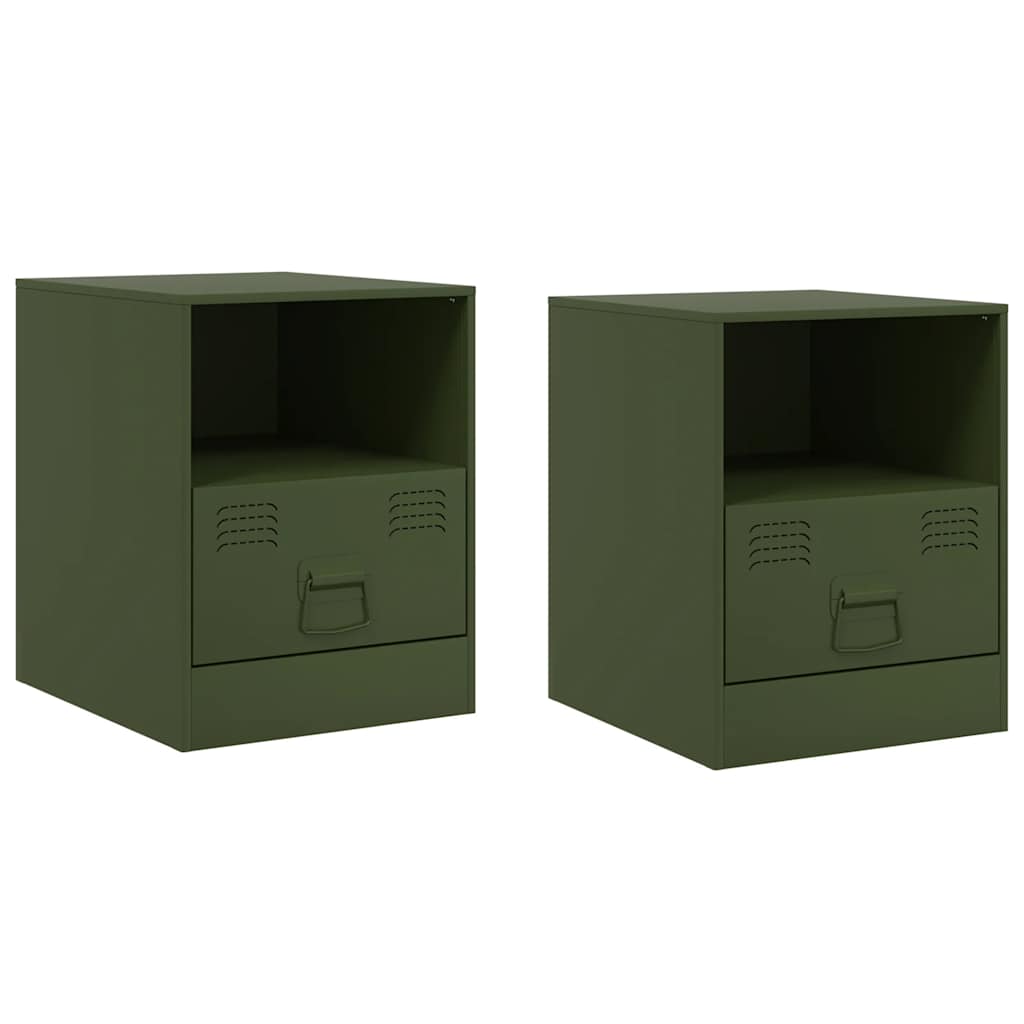 Set di 2 comodini con cassetto e vano aperto 34,5 x 39 x 44 cm acciaio ...