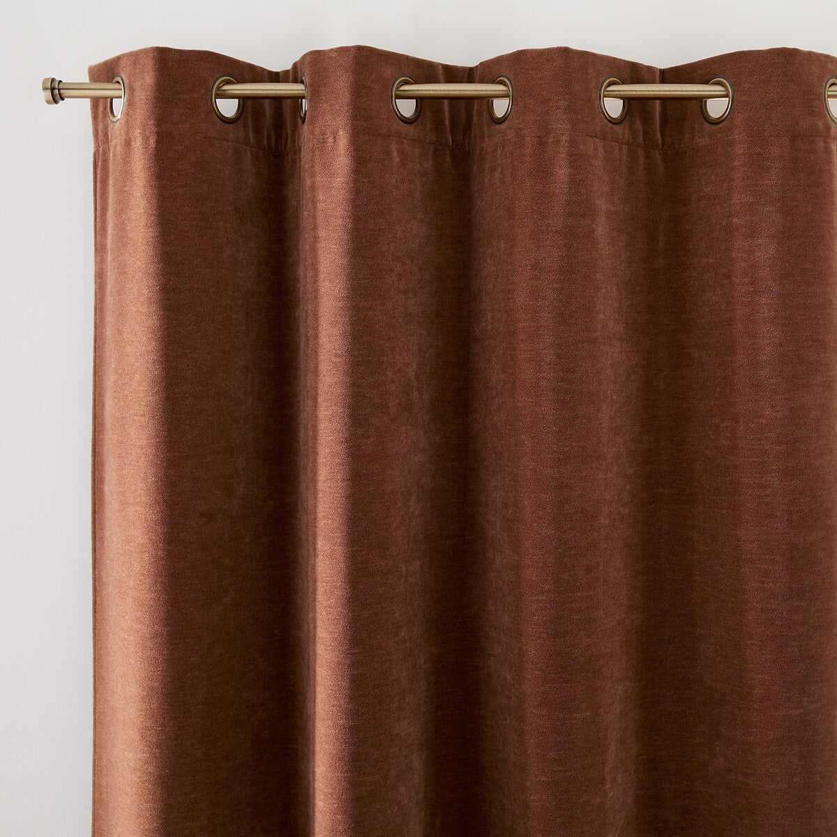 Rideau chenille aspect velours oeillets, Calda - Caramel - 250 x 135 cm ...