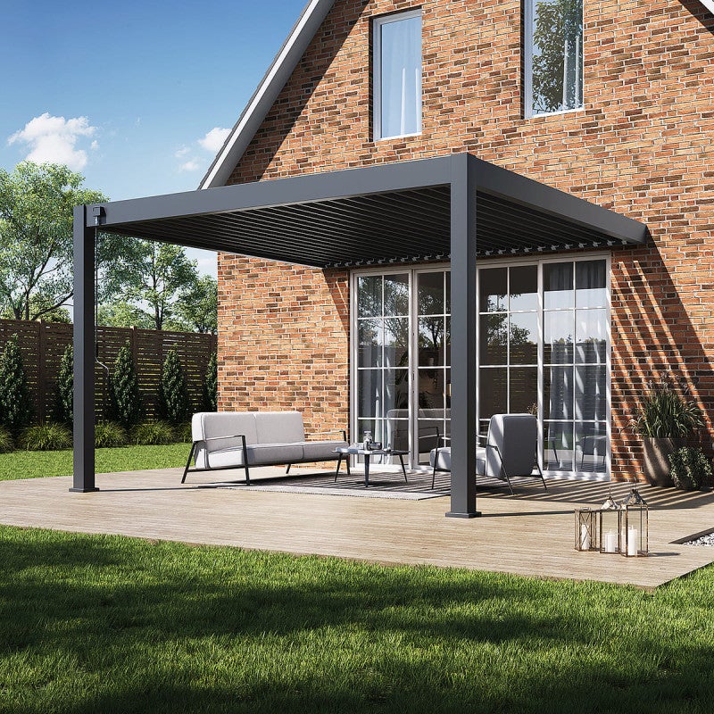 Pérgola bioclimática adosada Ombrea VS 4x4M - Antracita - V2 | Leroy Merlin