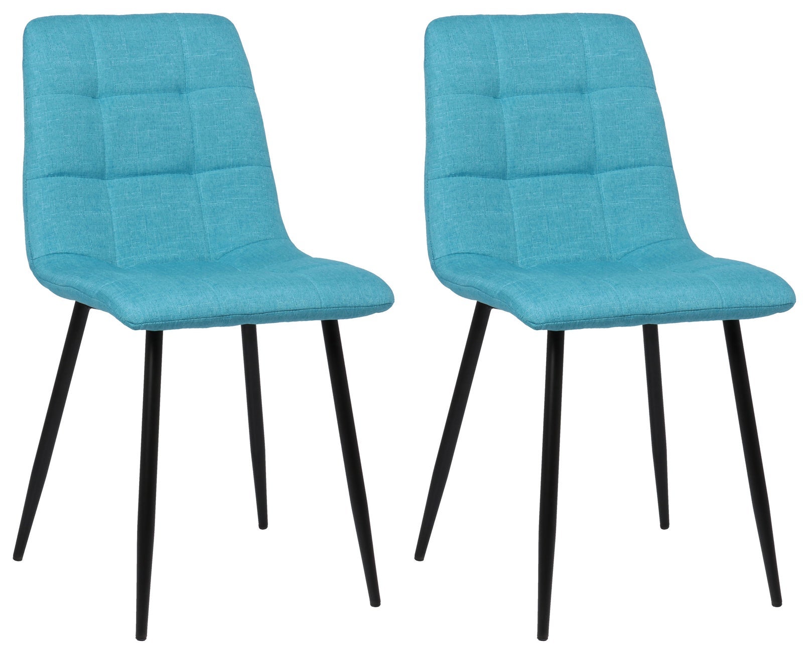 Lot de 2 chaises de salle à manger en tissu bleu turquoise pieds métal ...