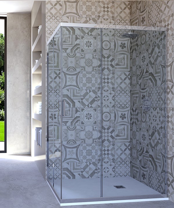 Box doccia 75x100 cm angolare porta scorrevole trasparente | Leroy Merlin