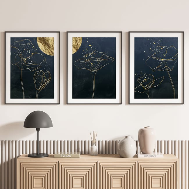 Lot de 3 Affiches / Posters Triptyque - Fleurs 3617689991320 - Bordure ... Lot de 3 Affiches / Posters Triptyque - Fleurs 3617689991320 - Bordure ...