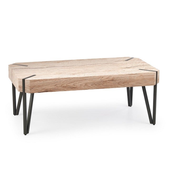 Table de salon rectangulaire couleur noir et bois Wendy | Leroy Merlin