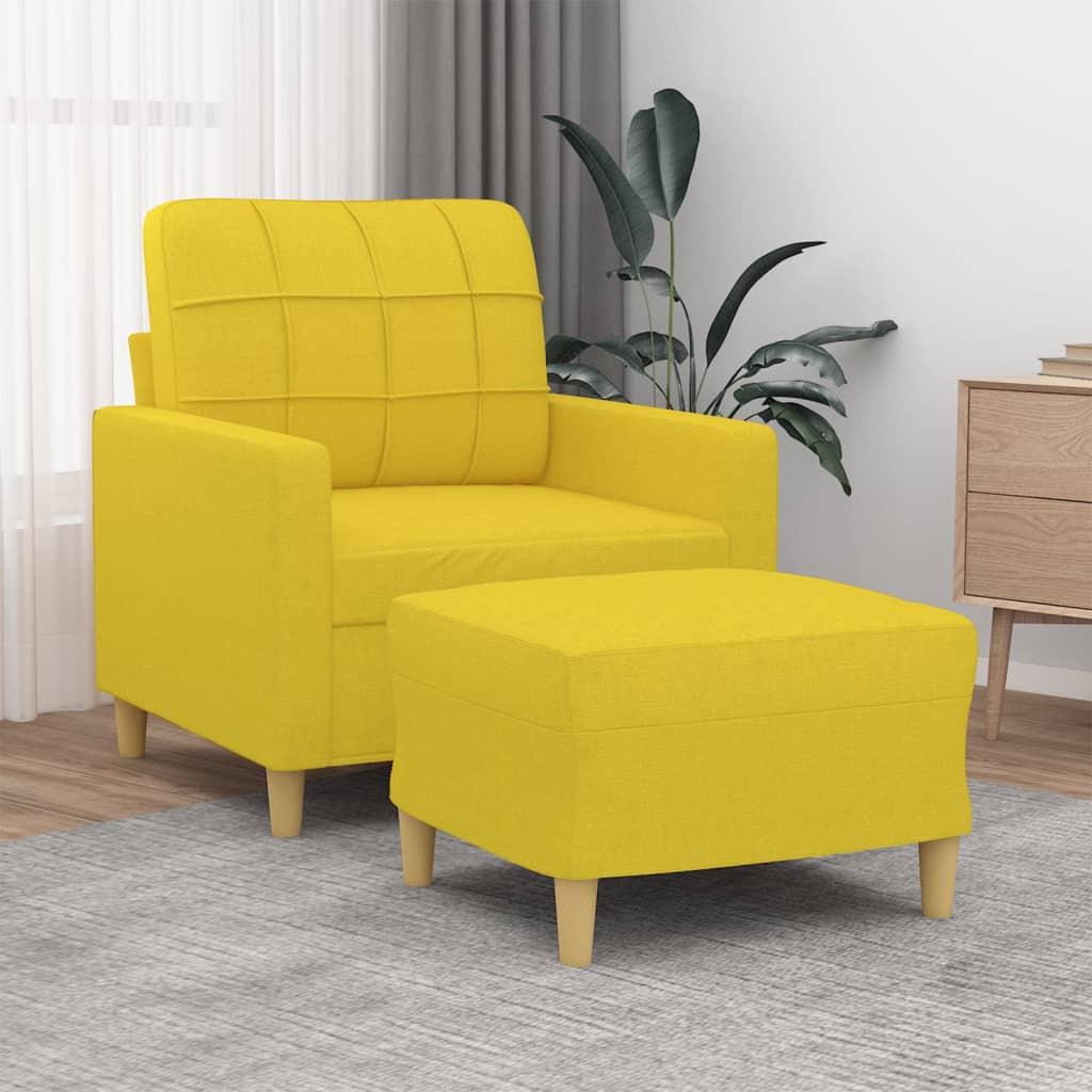 Maison Exclusive - Sillón con taburete tela amarillo claro 60 cm ...