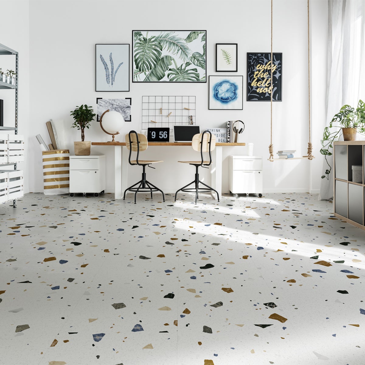 Carrelage effet Terrazzo Confetti Blanc 60x60 cm - Réflex Boutique ...