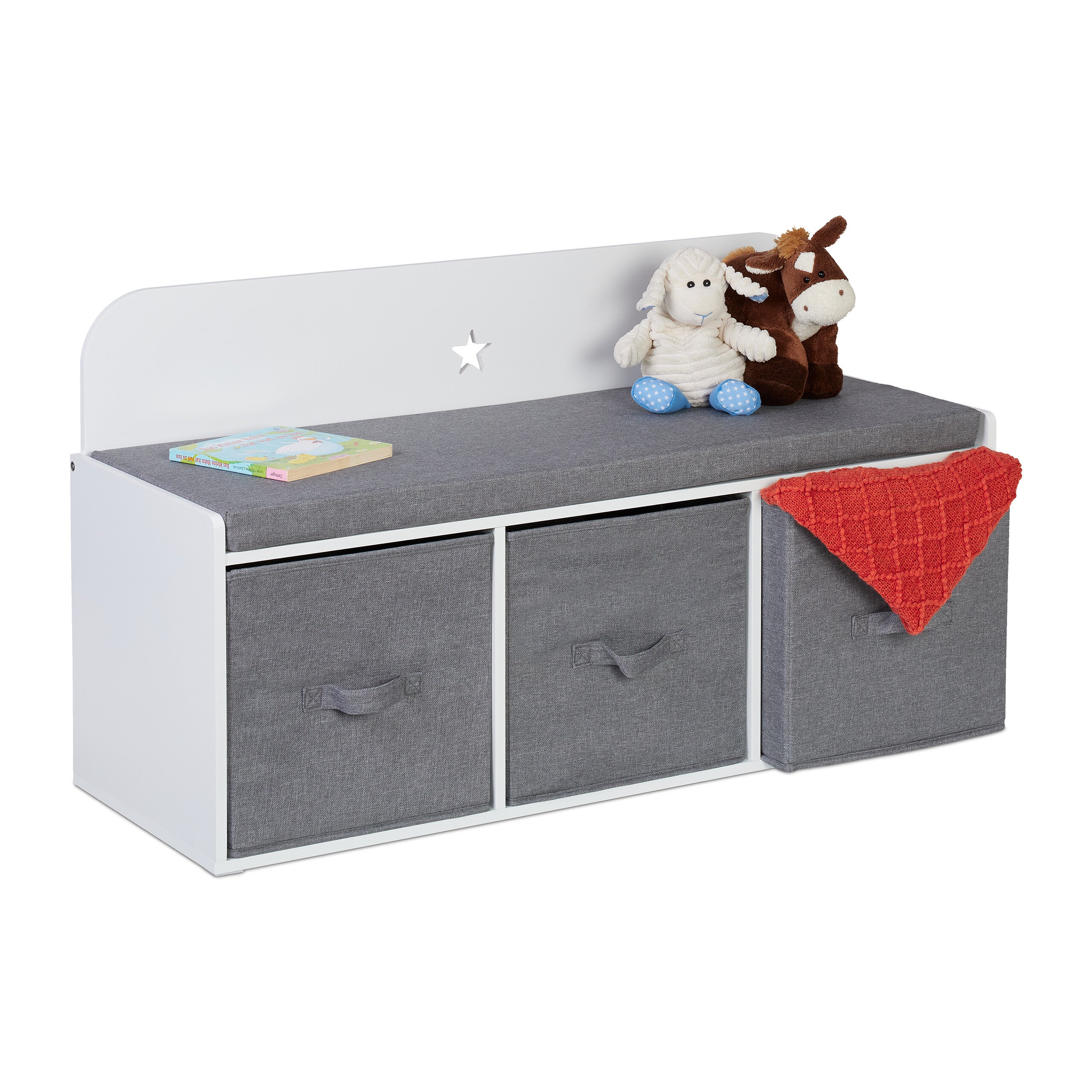 Relaxdays Banc avec rangement pour enfants, HxLxP : 54 x 99 x 35 cm ...