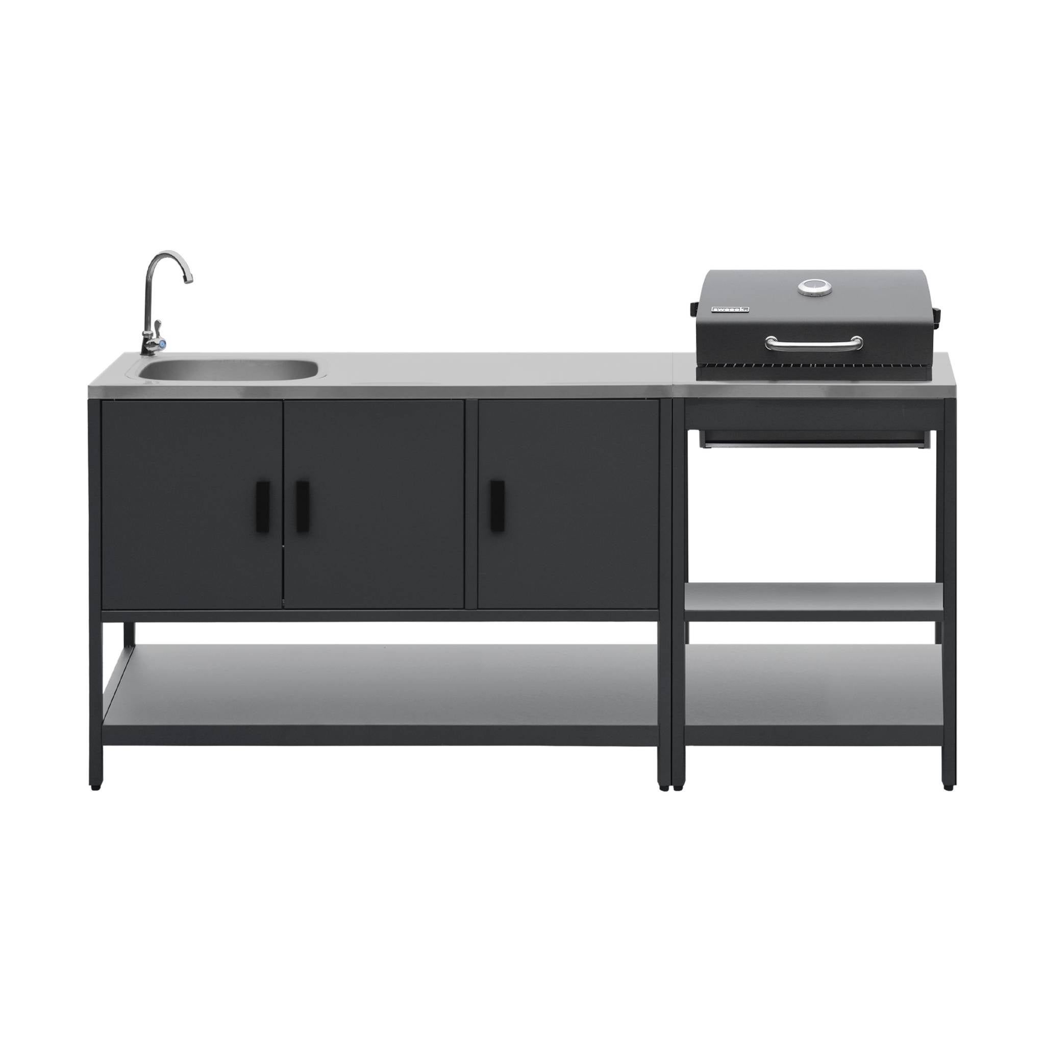 Cuisine extérieure Naxos 2 modules acier inoxydable noir barbecue au ...