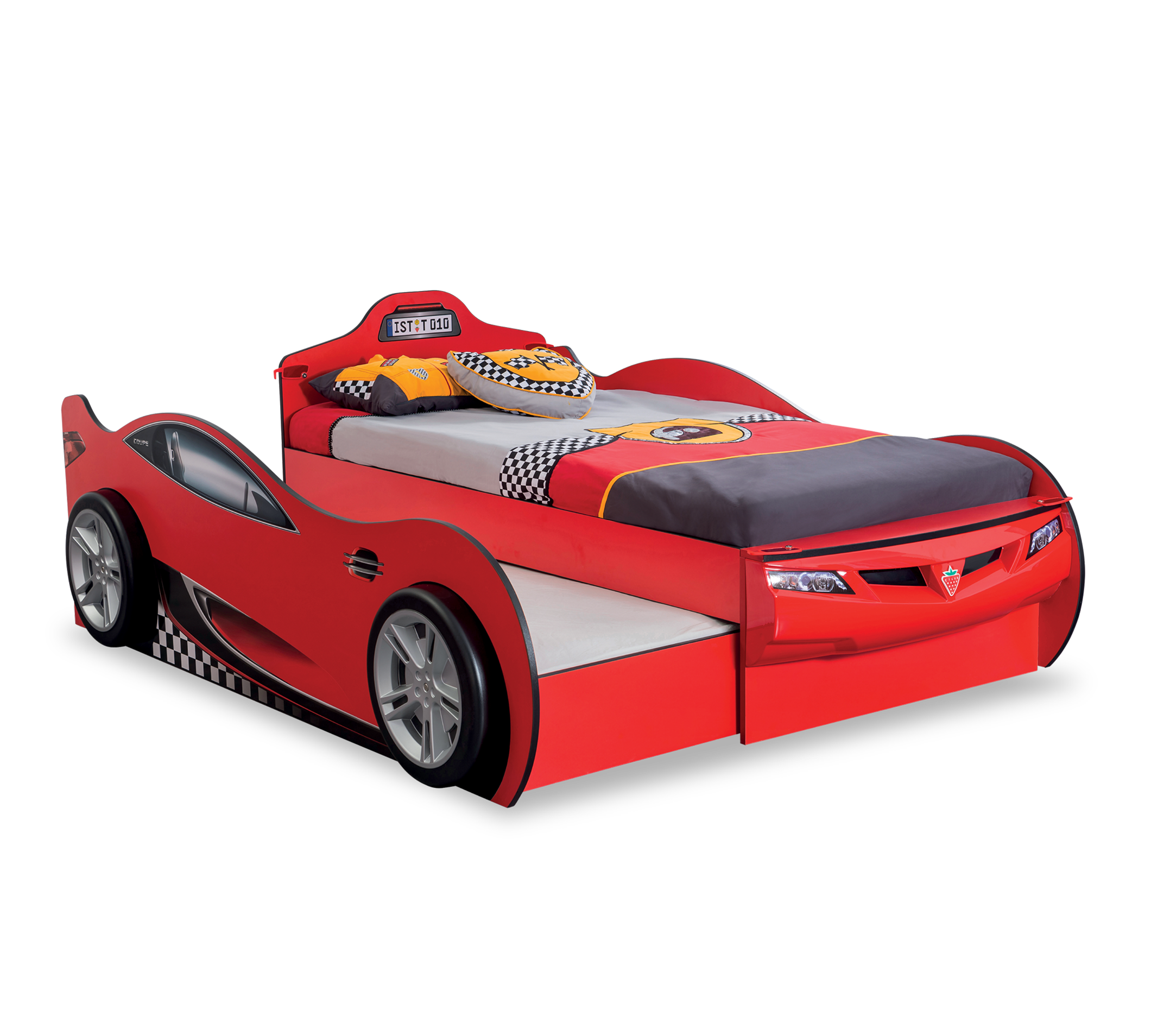 Lit voiture pour enfants Race Cup (avec lit ami) (rouge) (90x190 ...