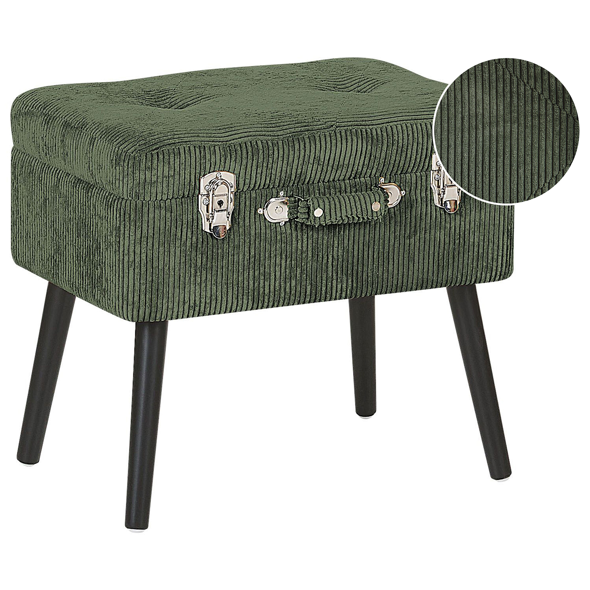 Tabouret de rangement MALLARD Velours côtelé Vert foncé | Leroy Merlin
