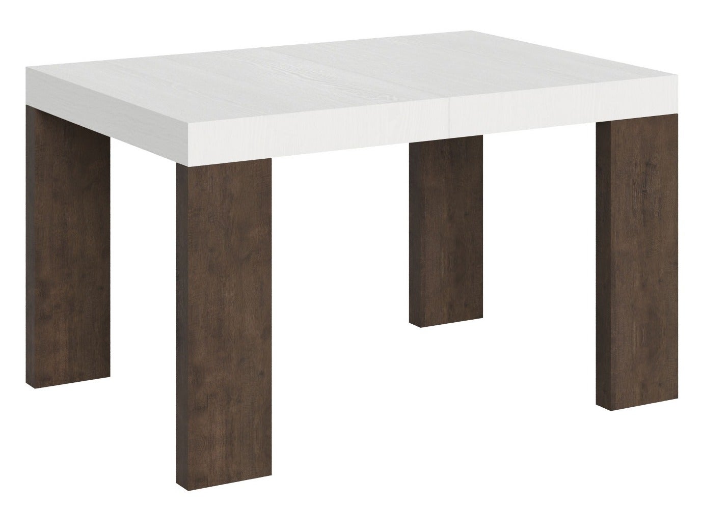 Table rectangulaire extensible blanche et bois noyer 130 à 234cm Ribo-4 ...