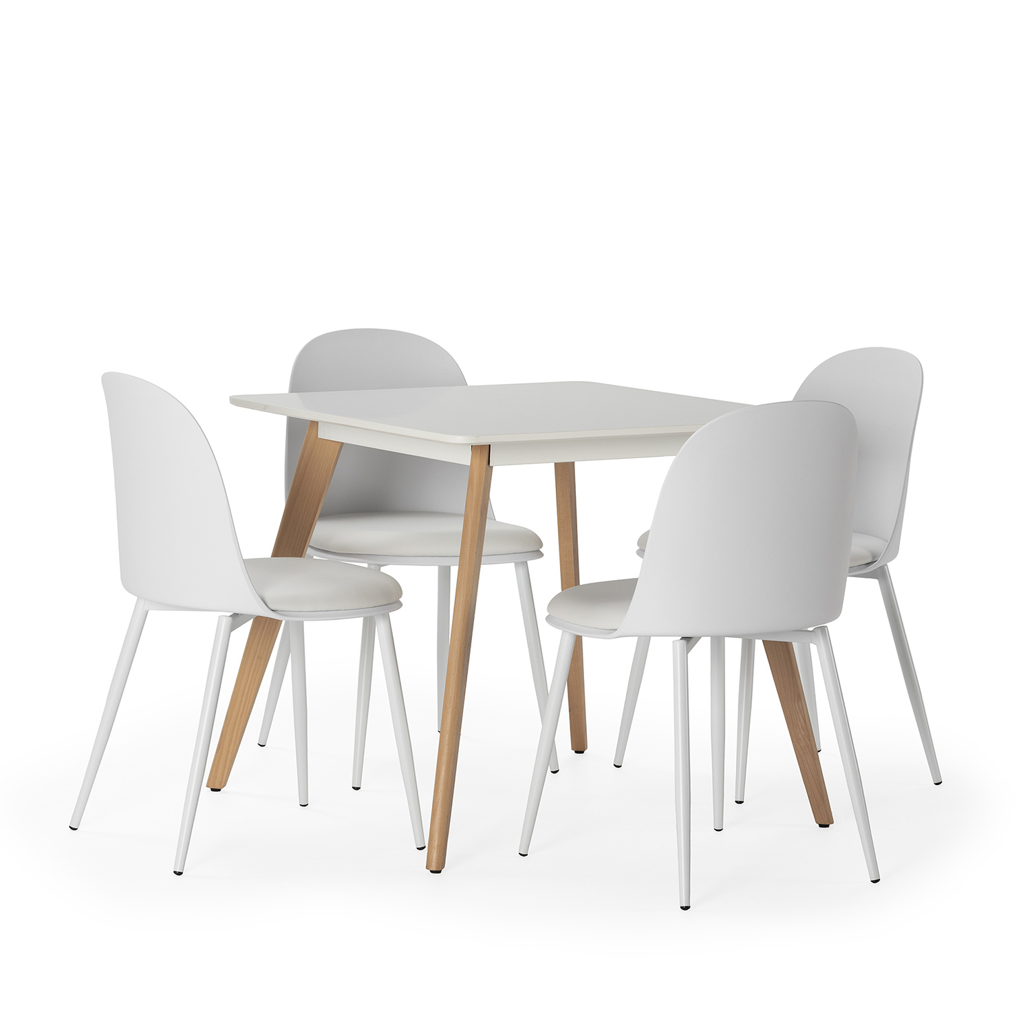 Ensemble table 80x80 cm et 4 chaises de salle à manger Kana Blanc ...