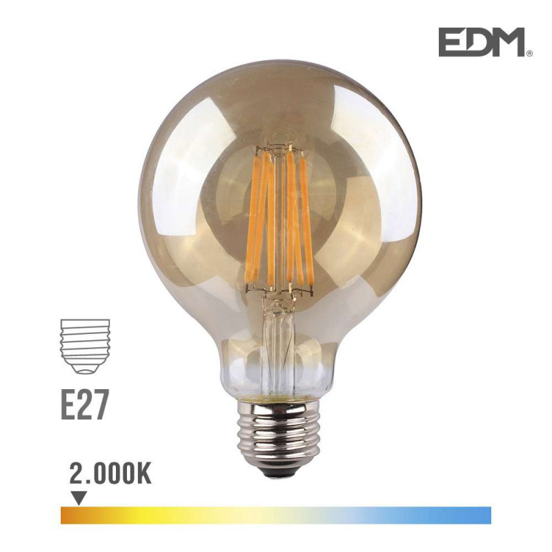 Ampoule LED E27 8W Globe G95 équivalent à 55W - Blanc Chaud 2000K | Leroy Merlin