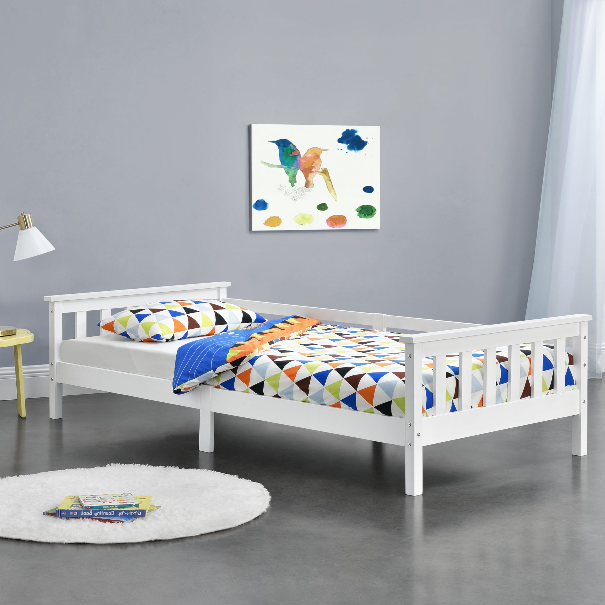Lit d'Enfant Design Nuuk en Pin 200 x 90 cm Blanc Mat Laqué [en.casa ...