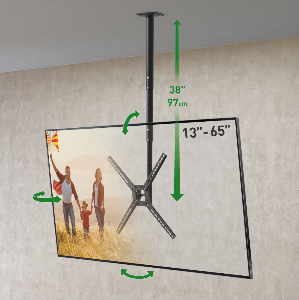 Barkan Longueur 97cm Support TV de Plafond, pour écrans 13 - 65 Pouces ...