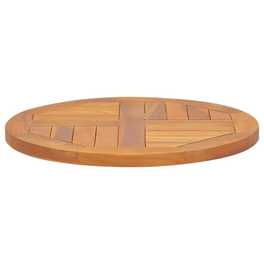 Table ronde plateau bois de teck massif 2,5 cm 50 cm- COMFORTXL | Leroy ...