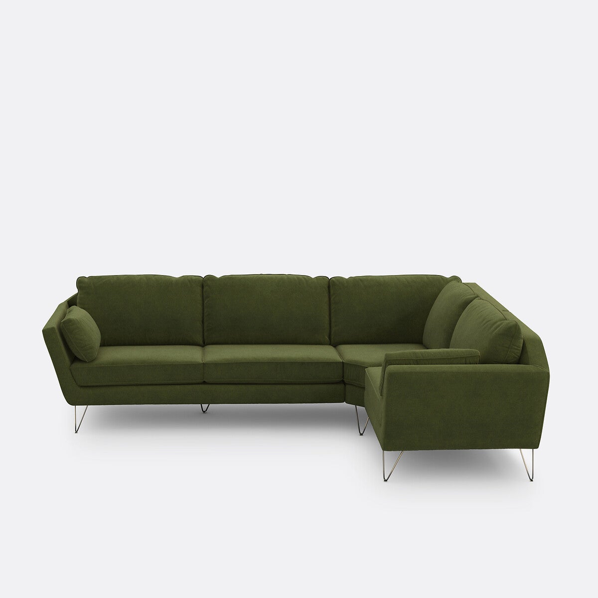Canapé d'angle XL en velours, Topim - Olive - angle droit | Leroy Merlin