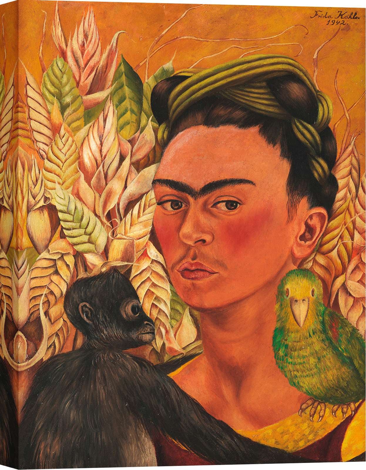 Impression sur toile - Frida Kahlo - Autoportrait au singe et au ...