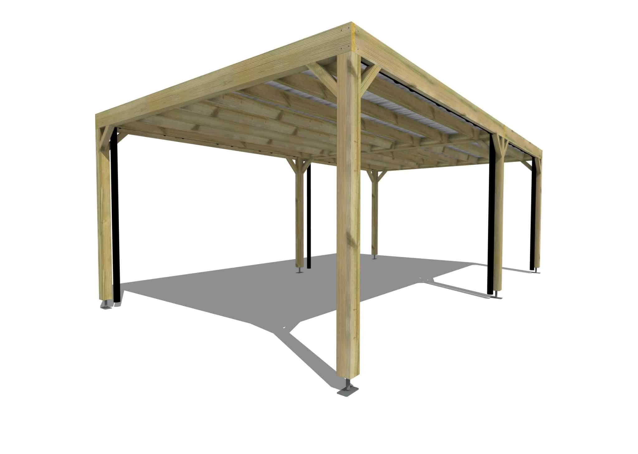 Carport bois • 7m x 4m • indépendante • sens largeur • livraison ...