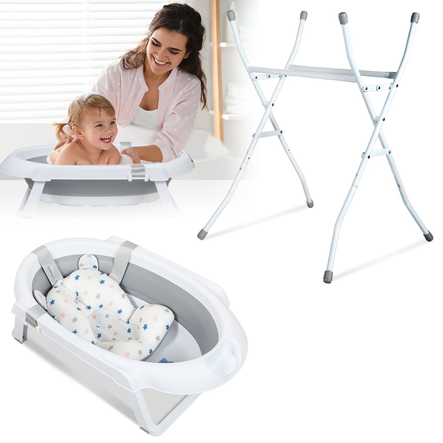 Baignoire bébé avec support 85cm - Baignoire bébé pliable avec bouchon ...