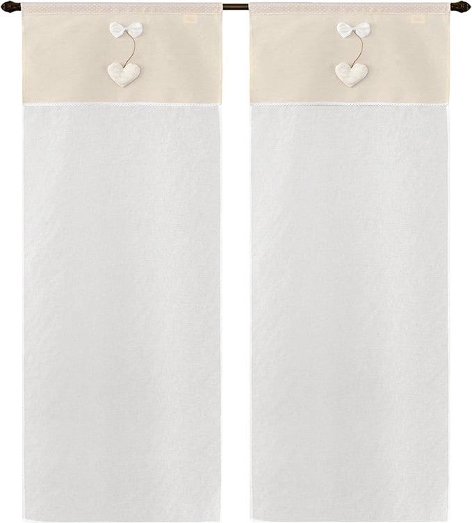 Tende Finestre Porte Interno Coppia 2pz Tessuto Semitrasparente Shabby ...