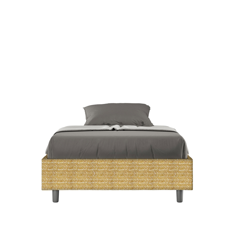 Cadre de lit 1 place et demi sans sommier rembourré 120x210 tissu ...