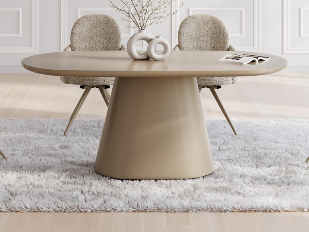 Table à manger 6 personnes en MDF - Taupe - VALIANA de Pascal Morabito ...