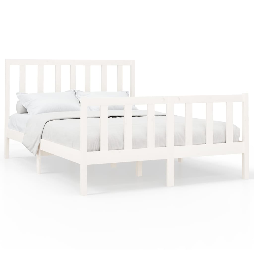 Lit double | Lit Adulte | Cadre de lit Blanc Bois de pin massif 140x200 ...