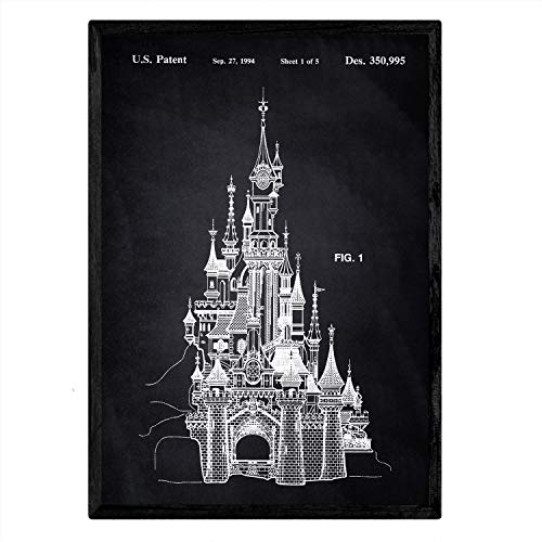 Fiche D'affiches De Brevet De Disney Castle Avec Une Vieille Conception De Brevet A3 Sans Cadre ...
