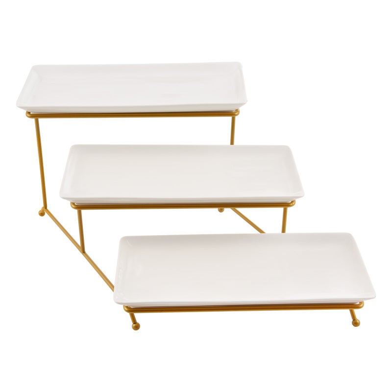 Plateau à service 3 niveaux pour fête, Plateau détachable et espace ...
