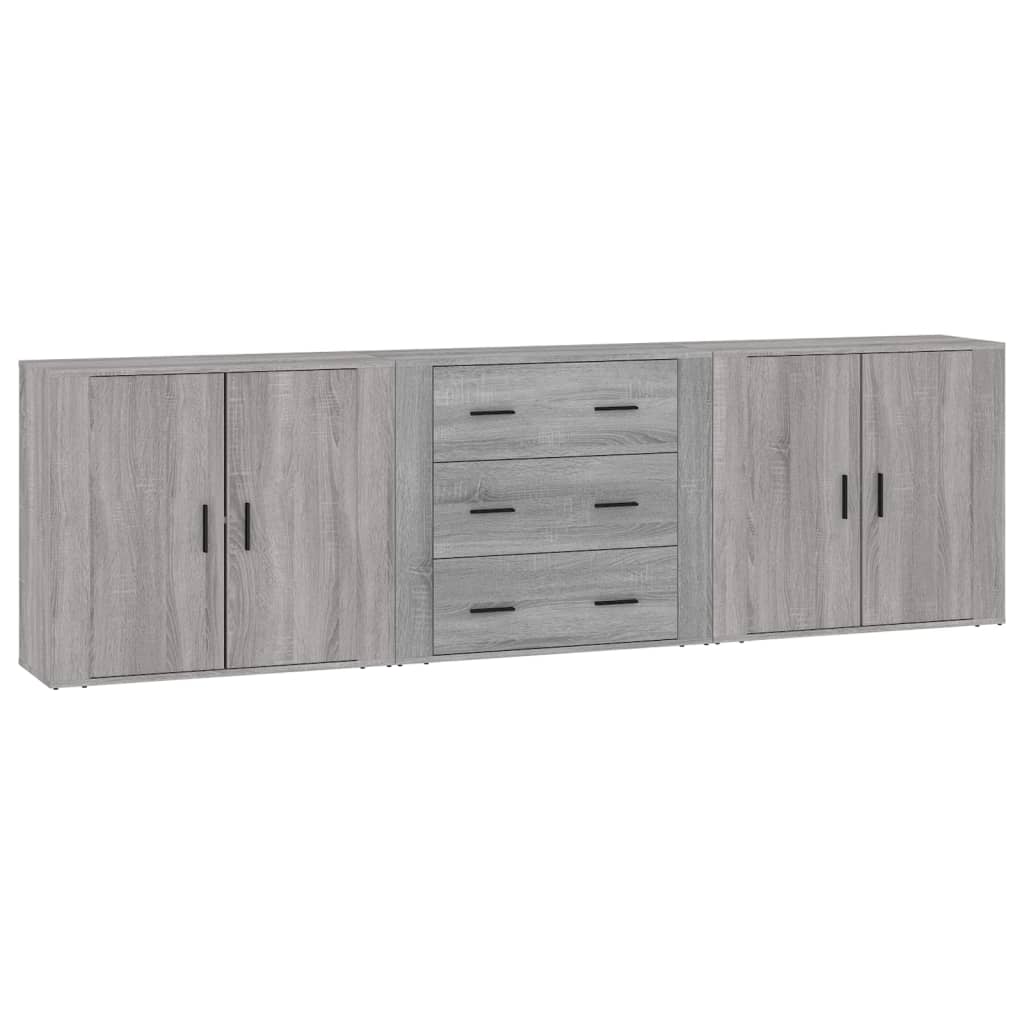 3 pcs Buffets，Meuble de Rangement，Bahut Sonoma gris Bois d'ingénierie ...