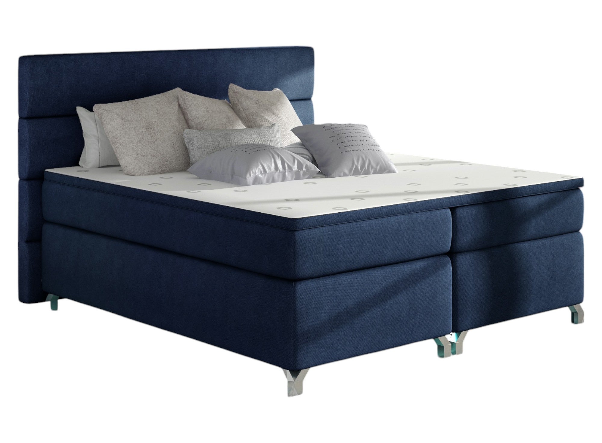 Lit boxspring 140x200 tissu bleu foncé Mador | Leroy Merlin