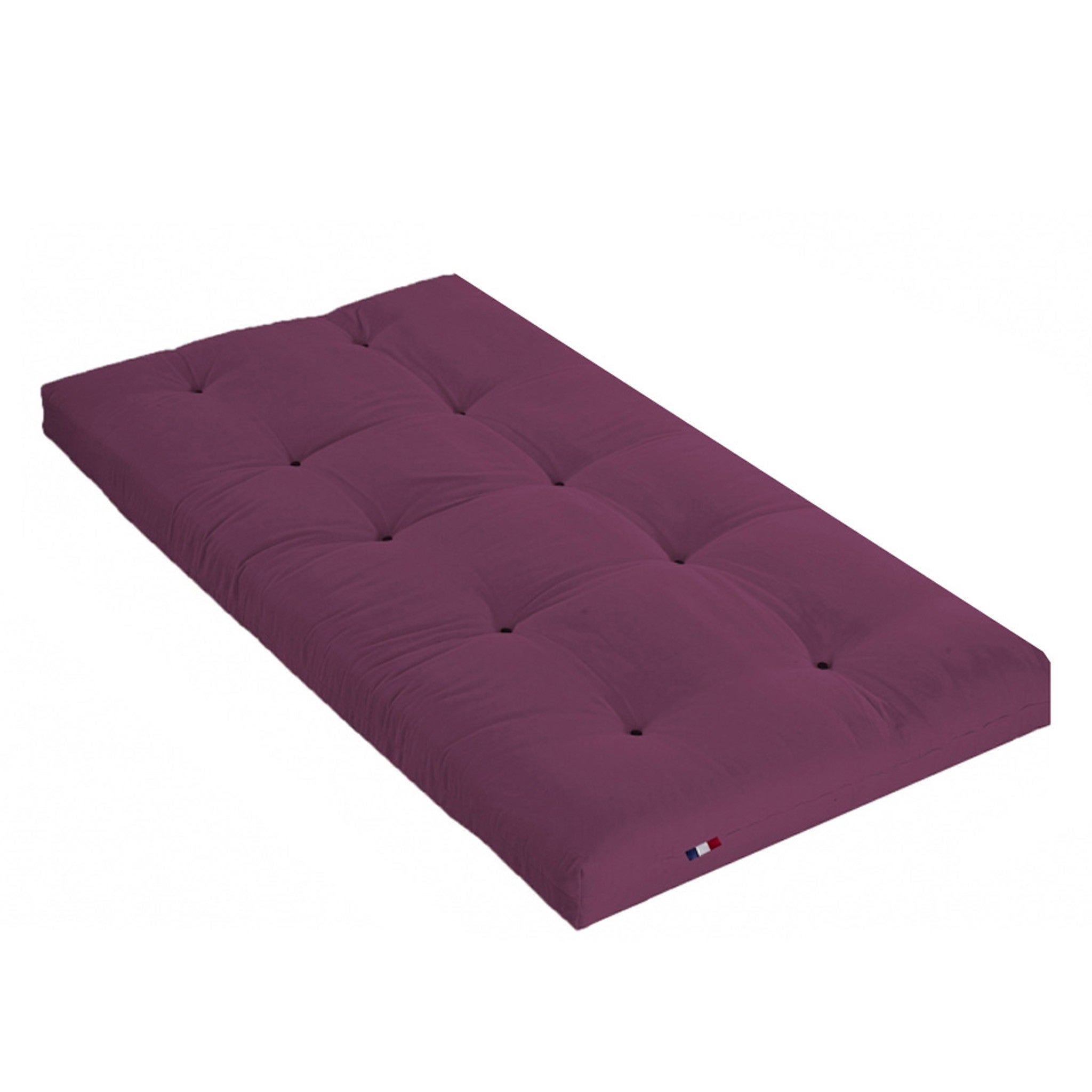 Matelas Futon Coton + Fibres Aubergine 90 x 190 cm | Leroy Merlin