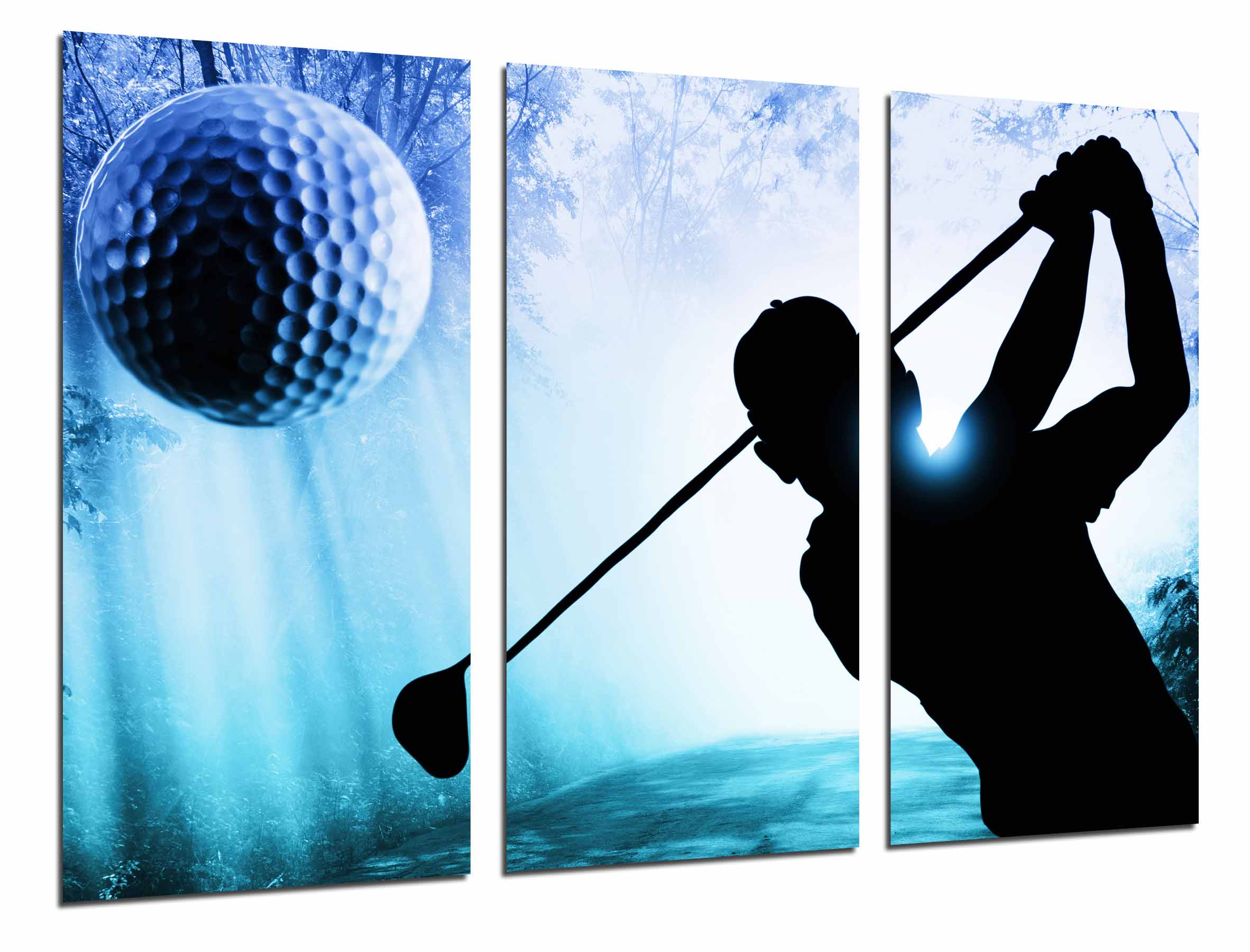 Sports Golf, Silhouette Golfeur Frapper La Balle, tirage photographique sur bois, peinture ...