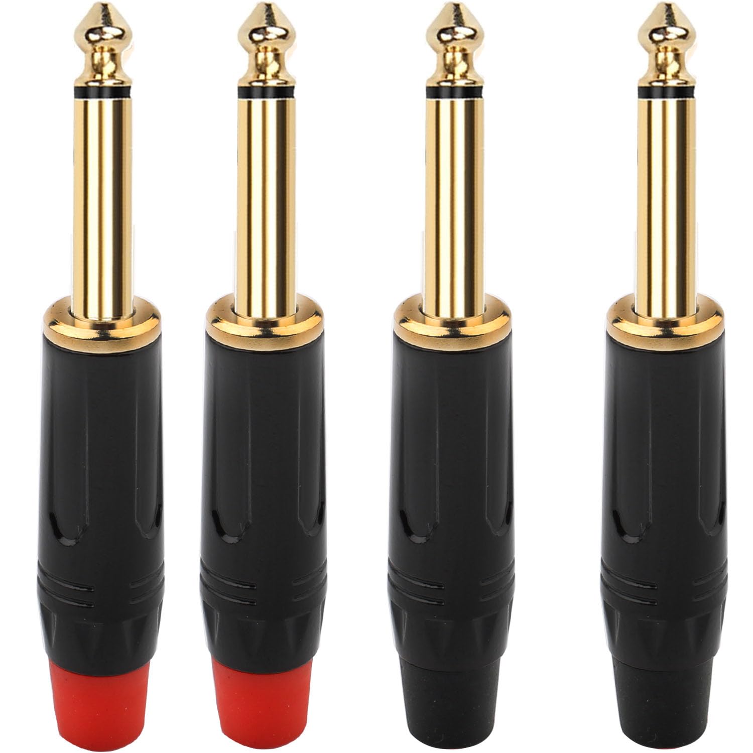 4 conectores jack de soldadura TS de 6,35 mm y 1/4", conector de audio mono de 6,35 mm, conector ...