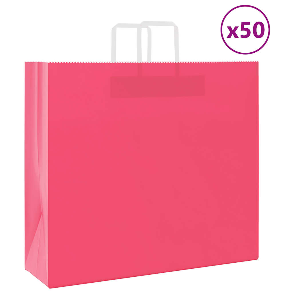 Bolsas de papel kraft con asas 50 uds rosa 54x15x49 cm | Leroy Merlin