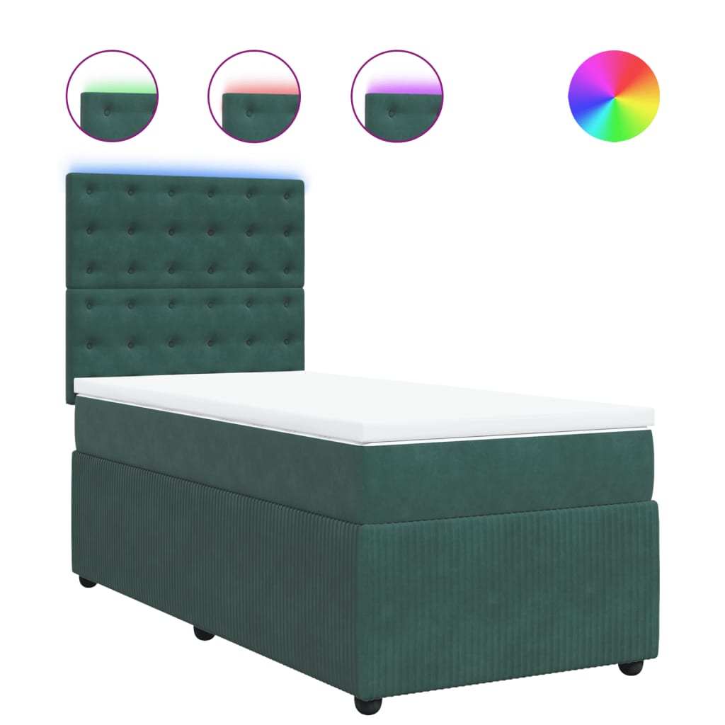 Cama box spring con colchón terciopelo verde oscuro 90x200 cm | Leroy ...