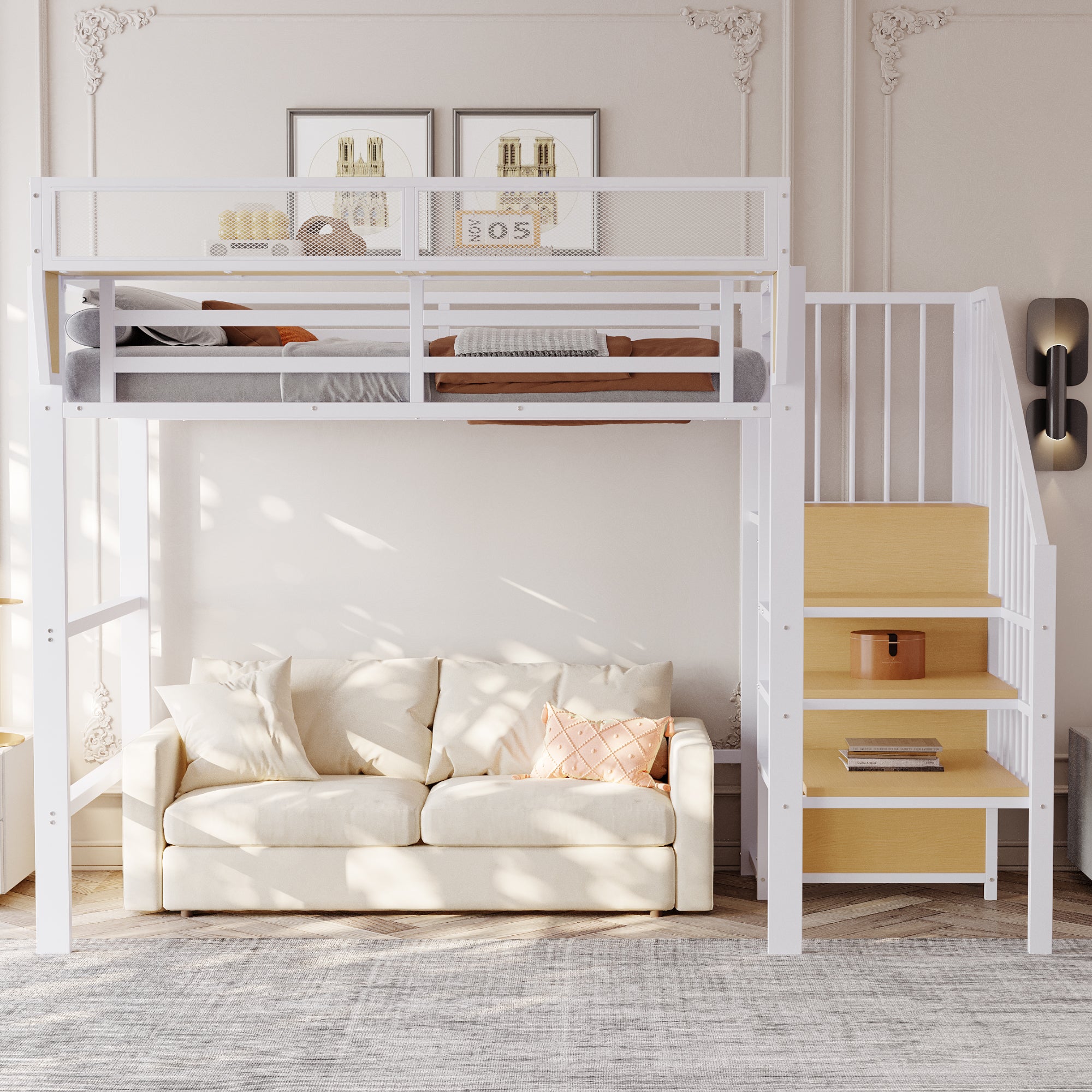 Letto a soppalco 90x200 cm - con scaletta - contenitori modulabili ...