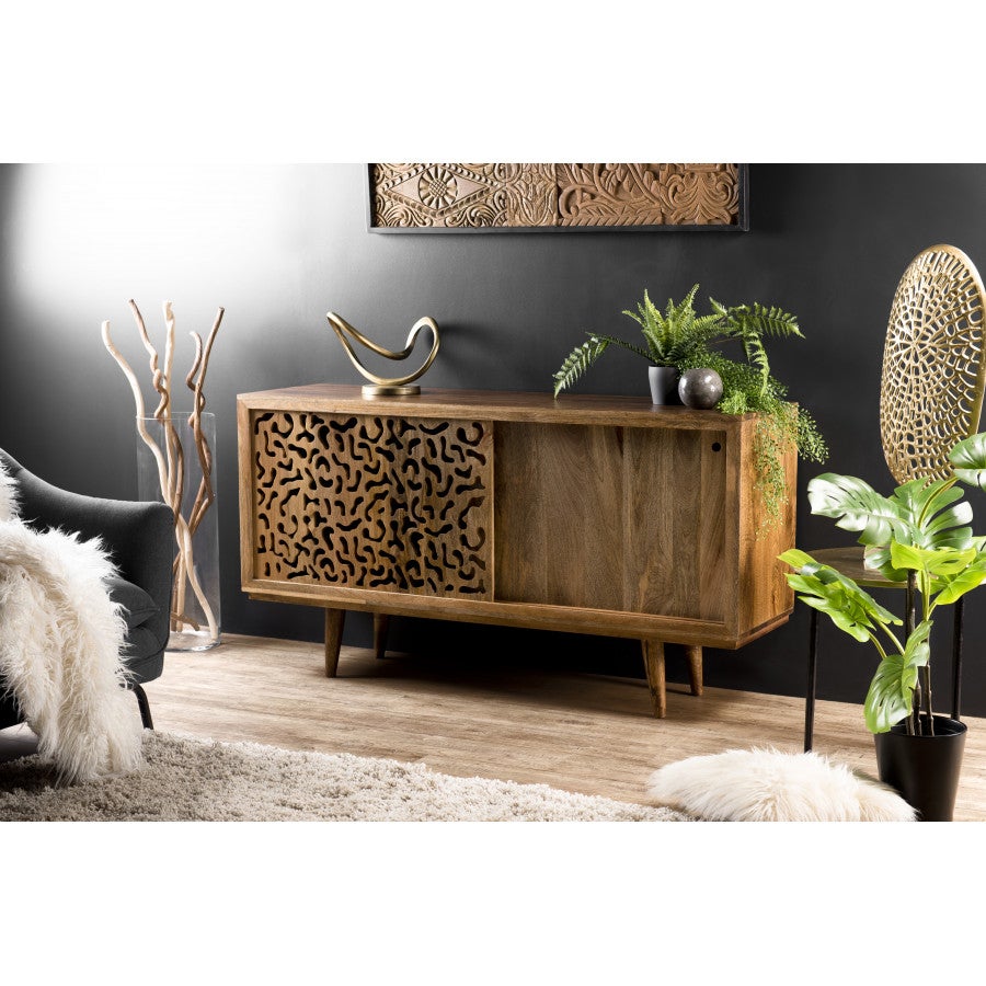 IRENE - Aparador de madera de mango 160x45cm 2 puertas correderas 1 ...