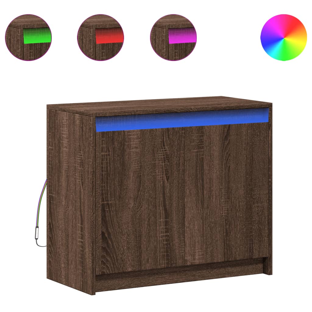 Buffet avec LED en bois composite chêne marron 72x34x61 cm | Leroy Merlin