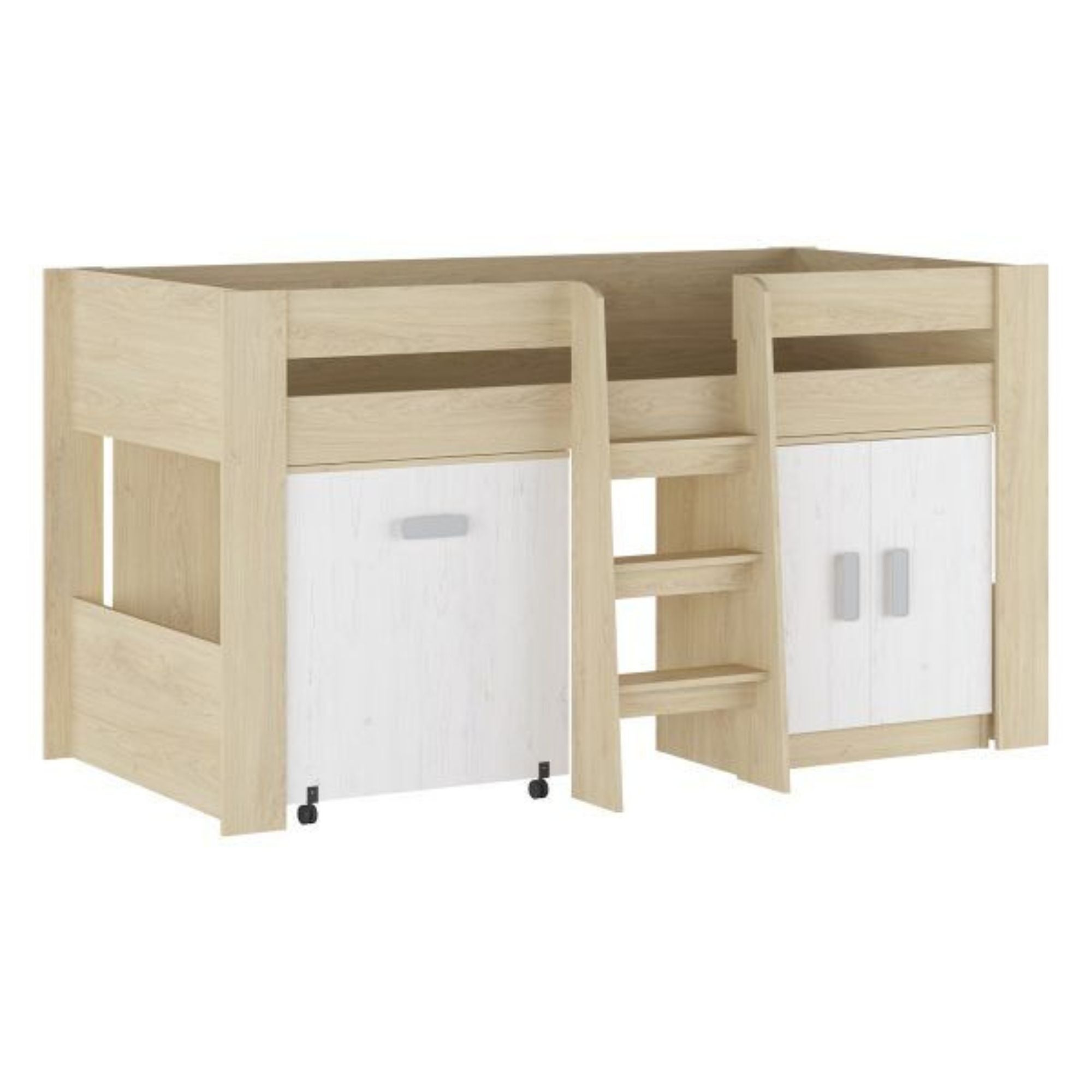 Letto a Soppalco per Ragazzi con Scrivania e Armadio Inferiore 208,6 × ...