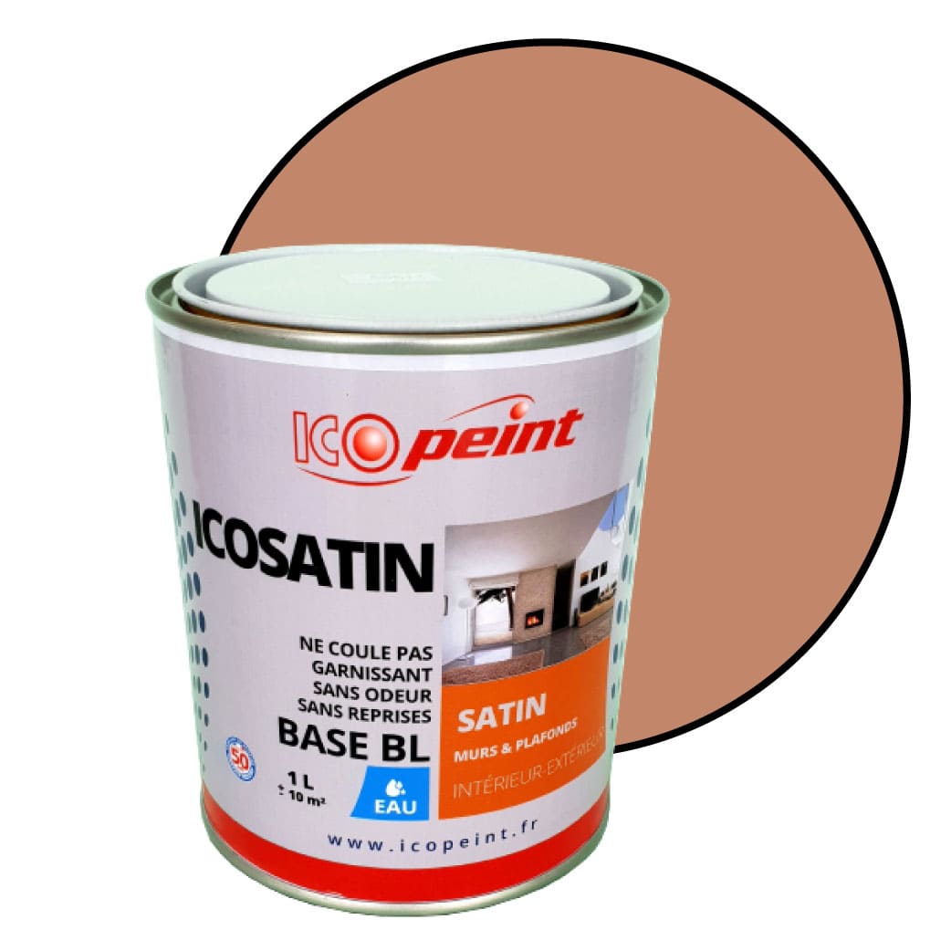 Peinture murs Acrylique Satin Lessivable 1L - ICOSATIN - RAL 3012 Rouge ...