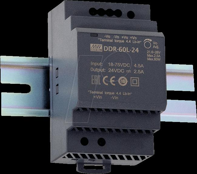 MW Mean Well DDR-60G-12 Convertisseur CC/CC pour rail (DIN) 12 V/DC 5 A ...