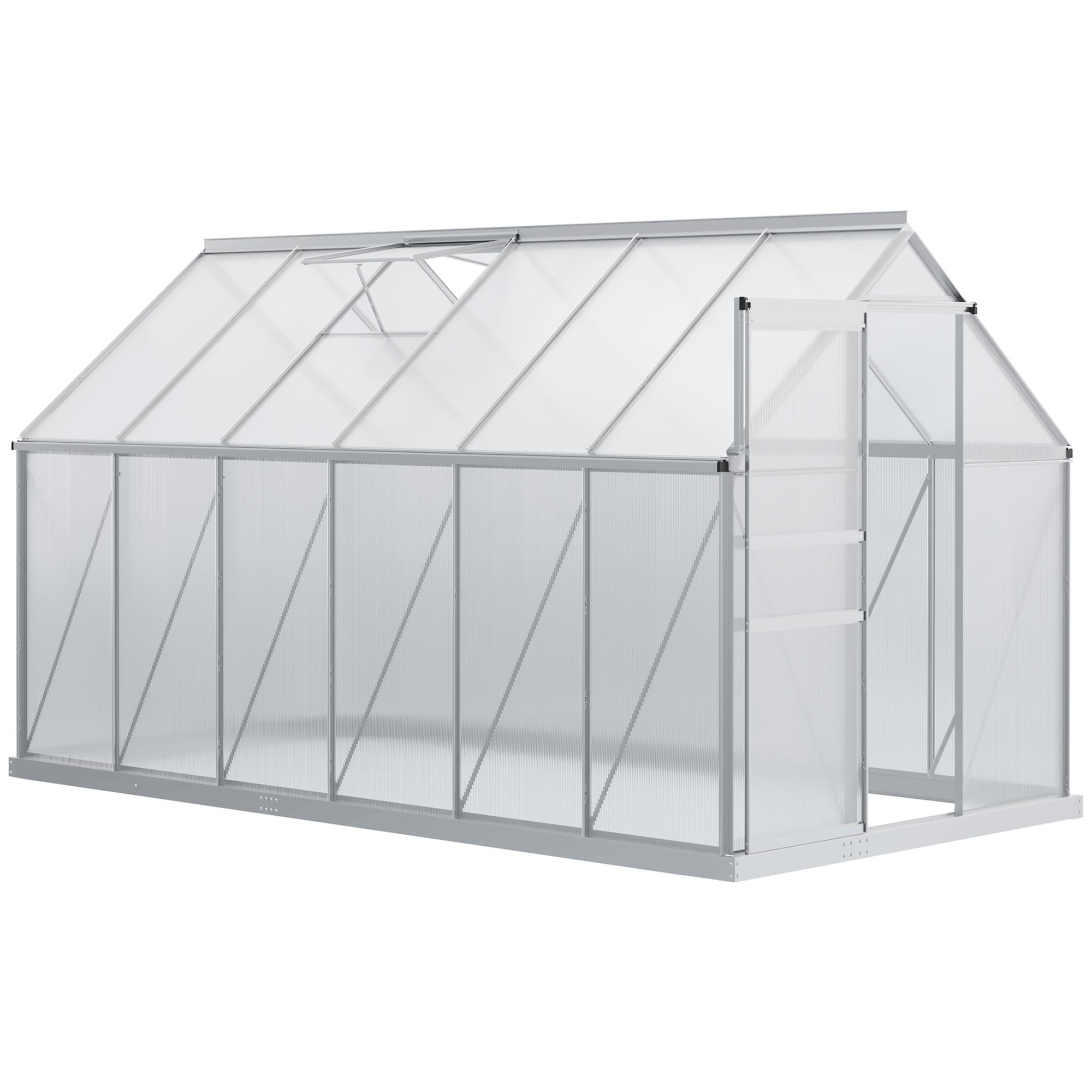 Serre de jardin polycarbonate 7,1 m² 1,9m(L)x3,75m(l)x1,99m(H ...