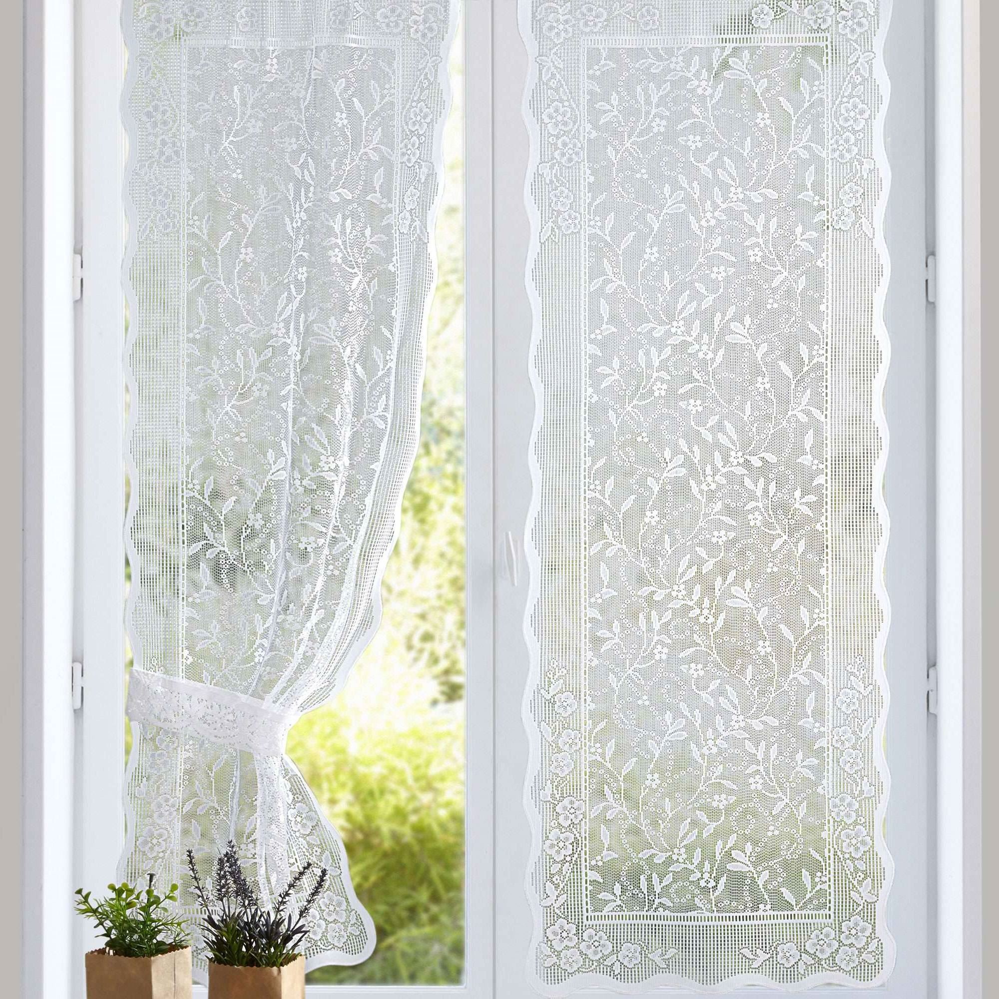 Lot de 2 voilages droit ZOEE 90x160 blanc en polyester | Leroy Merlin