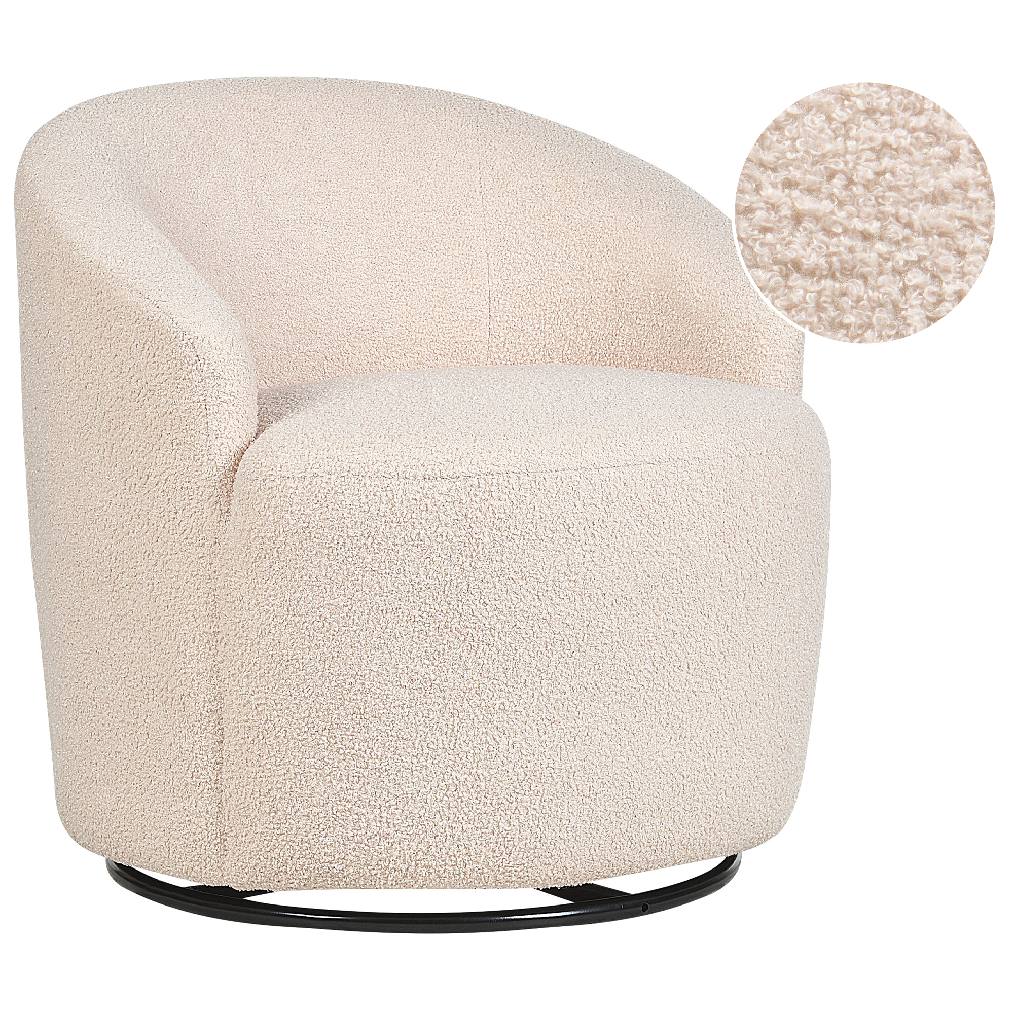 Fauteuil pivotant DAVIK Bouclé Beige | Leroy Merlin