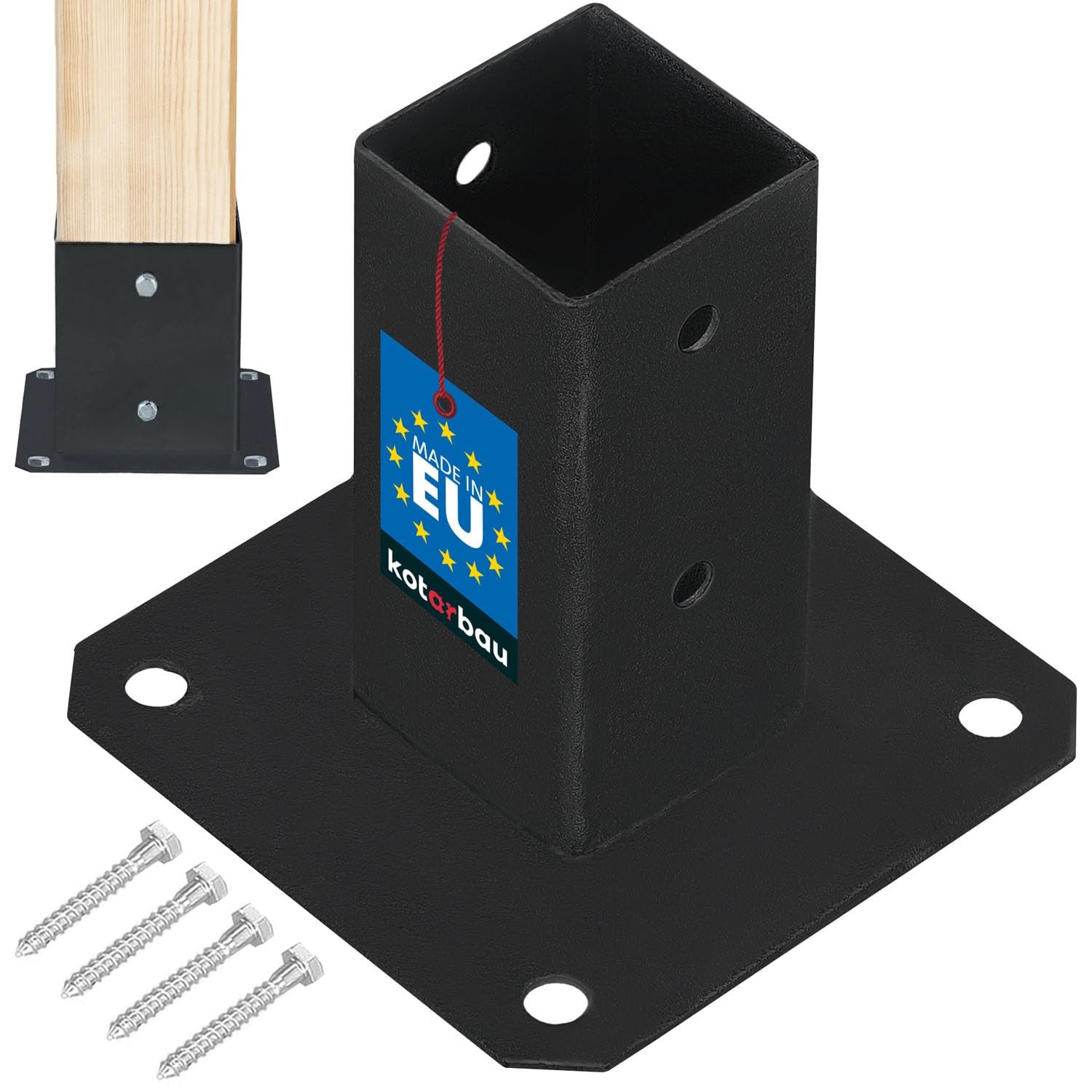 Support Poteau Bois - Acier Revêtu par Poudre - 50 x 50 mm - Noir ...