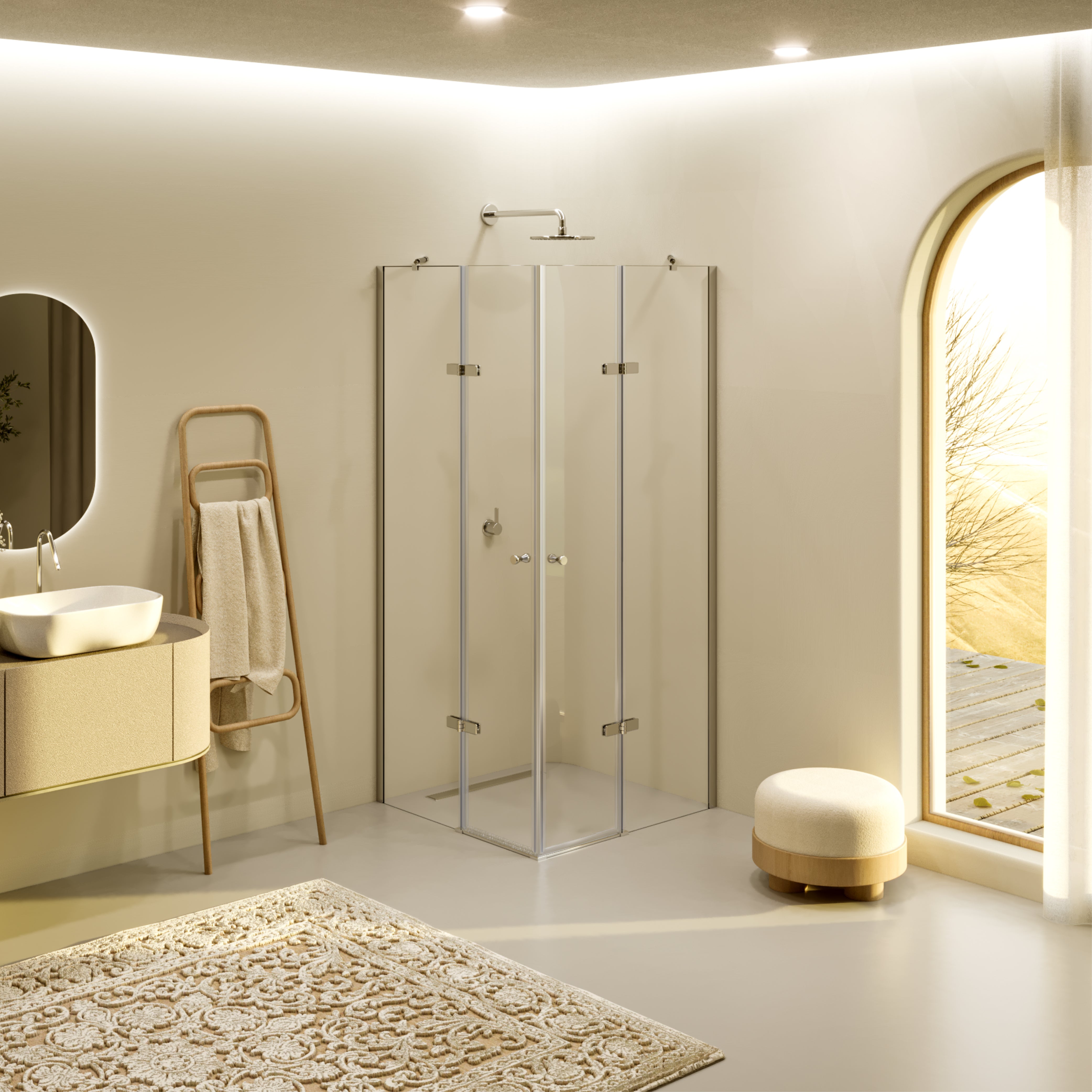 Mampara de Ducha Alice 110x85x190cm, REVERSIBLE, Puertas Abatibles ...