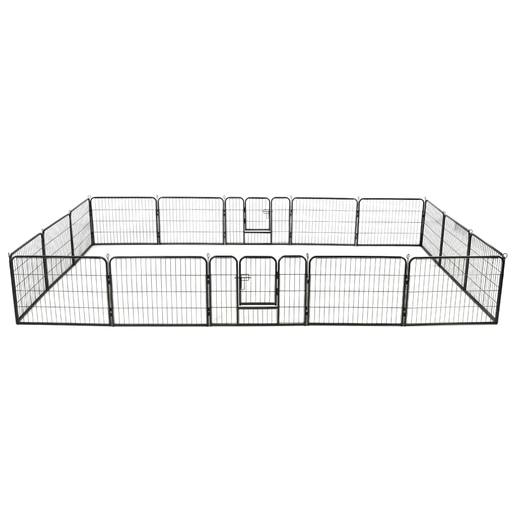 Corral para perros 16 paneles de acero 60x80 cm negro | Leroy Merlin