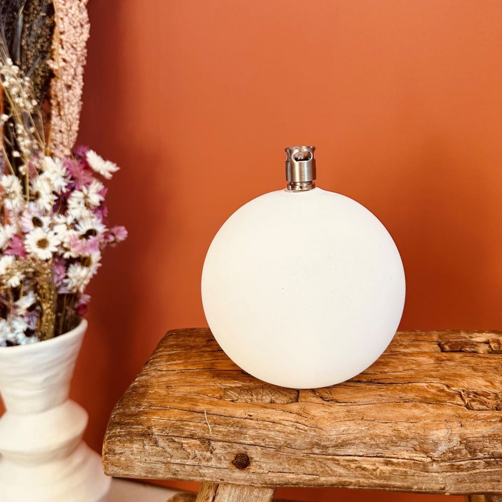 Lampe à huile forme boule en verre givré - taille M - Peri Glass ...