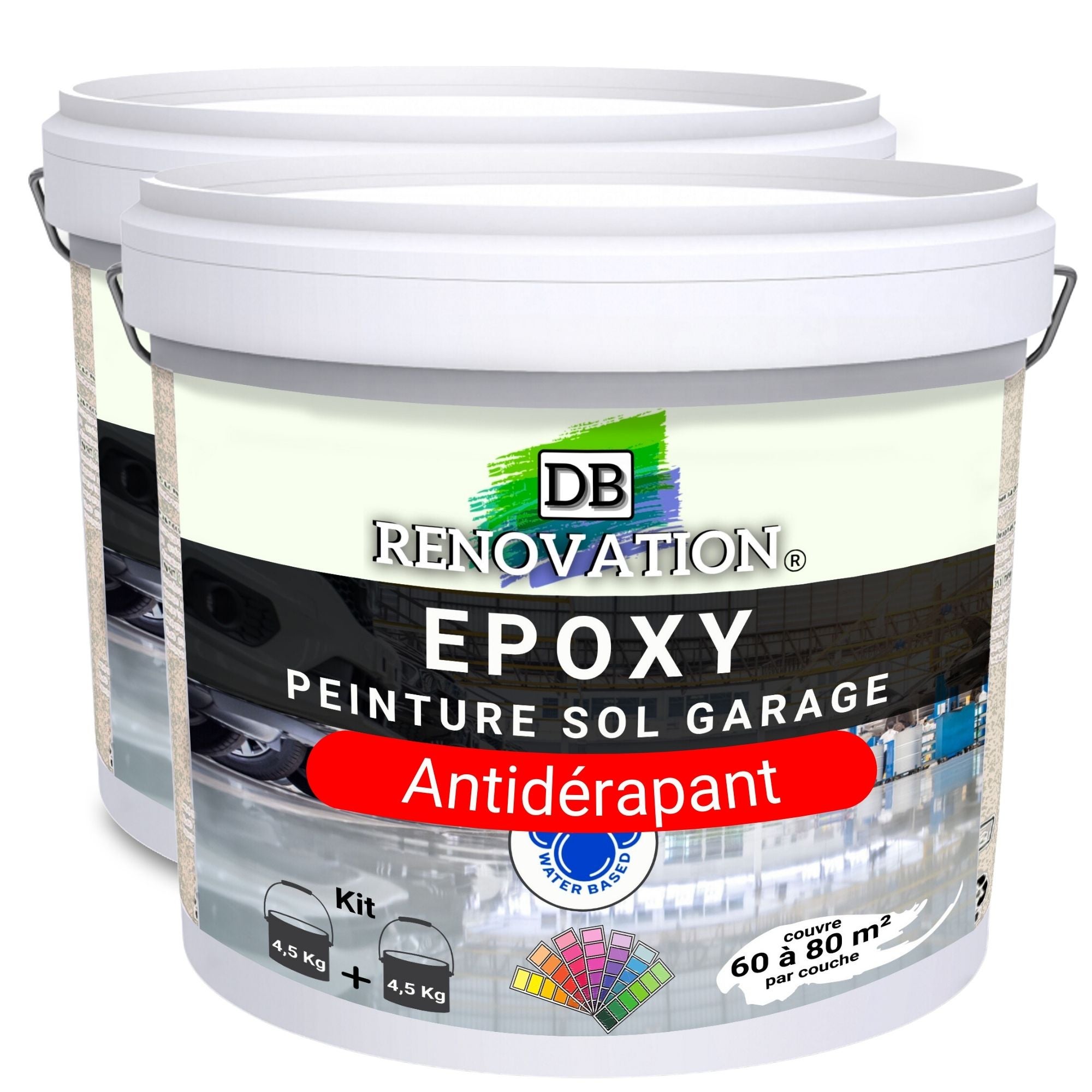 Peinture Résine EPOXY ANTIDERAPANT - Gris taupe 10KG (60-80m²) Sol ...